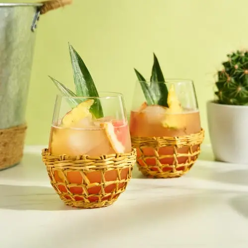 TWINE Island Stemless Wine Glasses Set Of 2
