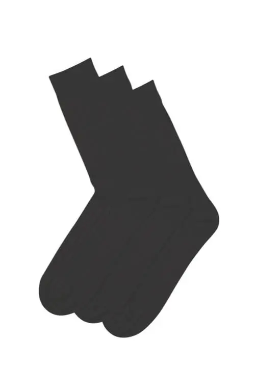 CHARLES TYRWHITT Wool-rich Ribbed Socks 3 Pack - Black