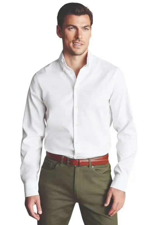 CHARLES TYRWHITT Non-iron Oxford Shirt - White