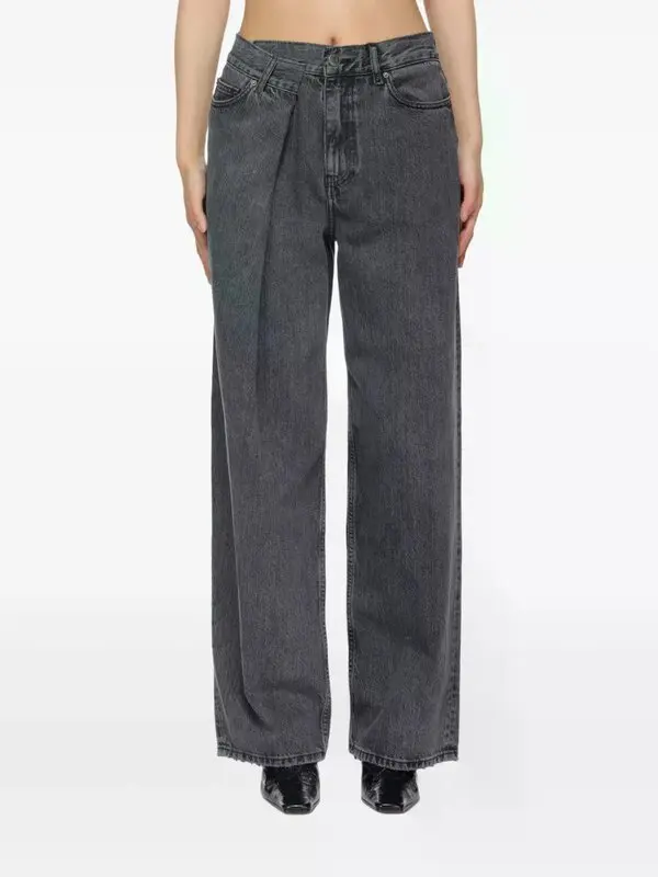 WON HUNDRED Pleat-detailing Wide Leg Jeans