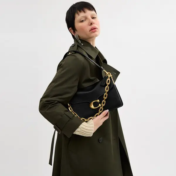 COACH Chain Tabby Shoulder Bag - Brass/black
