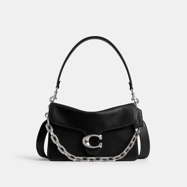 COACH Chain Tabby Shoulder Bag - Silver/black