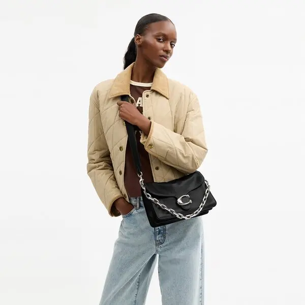 COACH Chain Tabby Shoulder Bag - Silver/black
