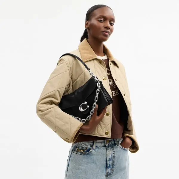 COACH Chain Tabby Shoulder Bag - Silver/black