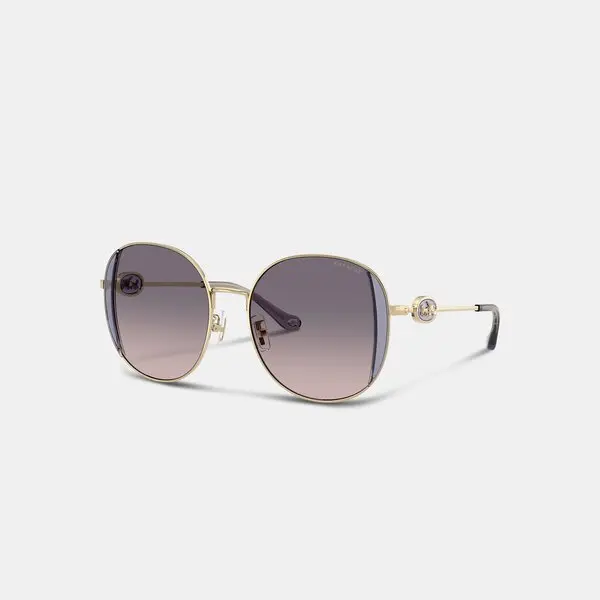 COACH Horse And Carriage Metal Round Sunglasses - Lilac Blush