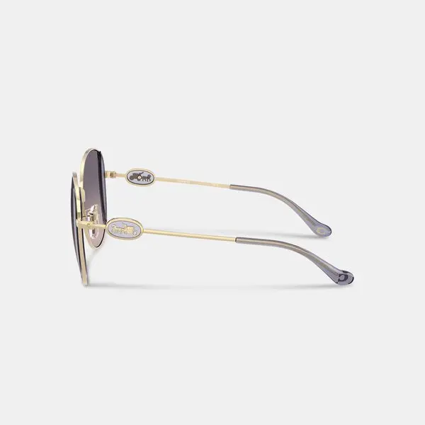 COACH Horse And Carriage Metal Round Sunglasses