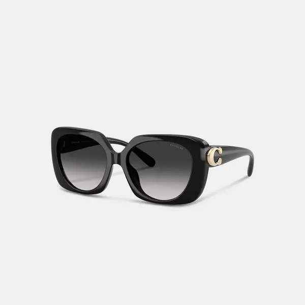 COACH Maxi Sculpted C Oversized Square Sunglasses - Black