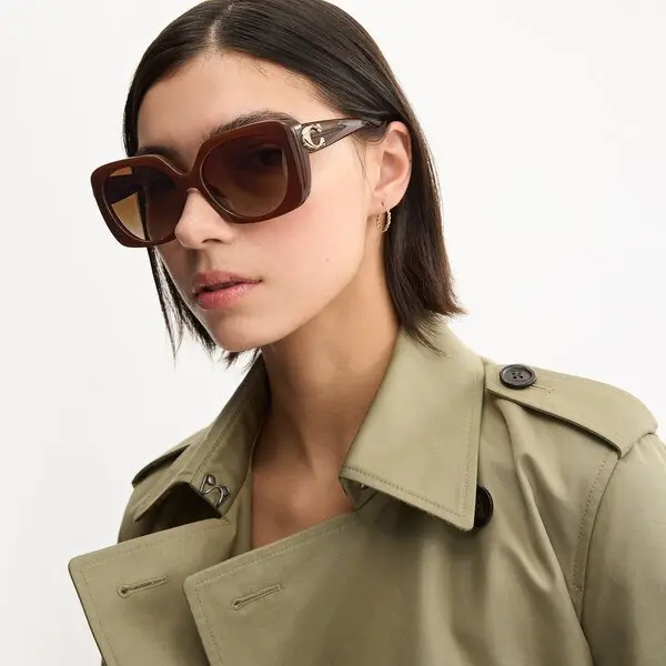 COACH Oversized Square Sunglasses - Brown