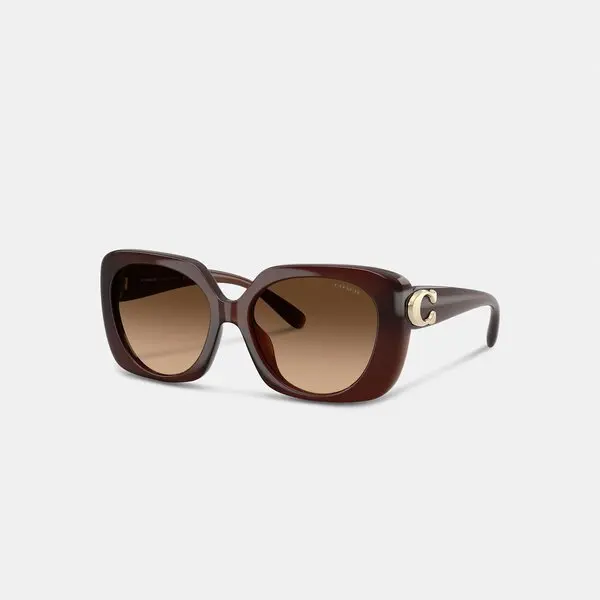 COACH Maxi Sculpted C Oversized Square Sunglasses - Brown
