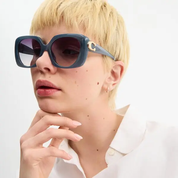 COACH® Oversized Square Sunglasses - Milky Blue