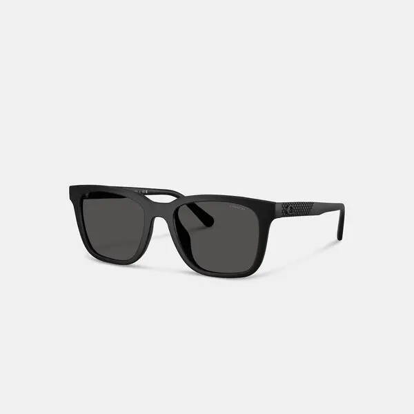 COACH C Hardware Textured Temple Square Sunglasses - Black