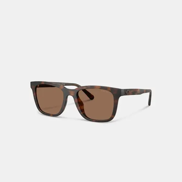 COACH® C Hardware Textured Temple Square Sunglasses - Dark Tortoise