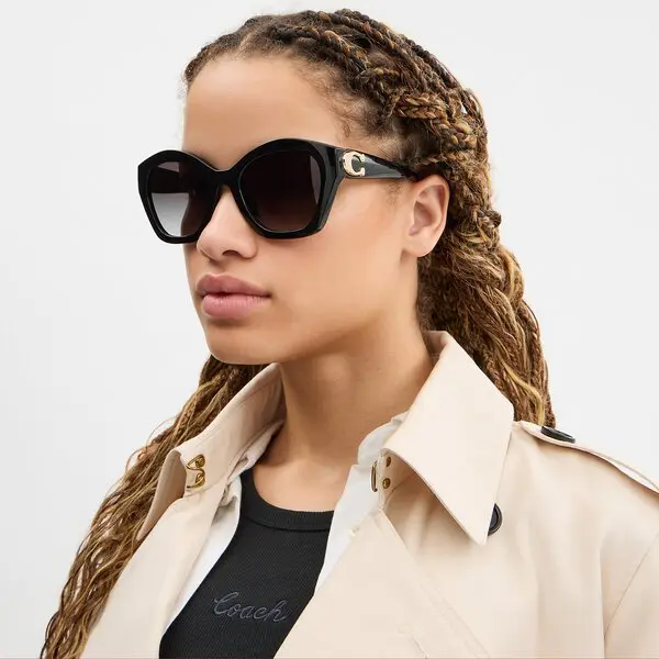 COACH Maxi Sculpted C Geometric Sunglasses - Black