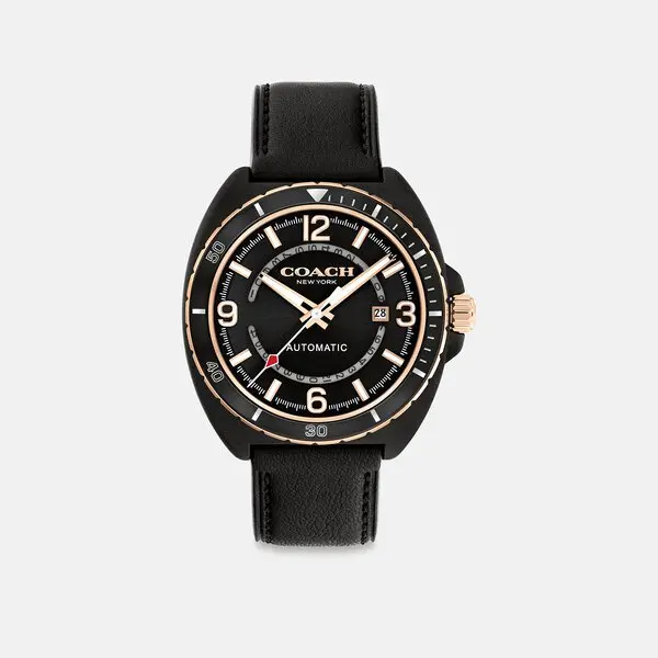 COACH Charter Automatic Watch, 44mm - Black
