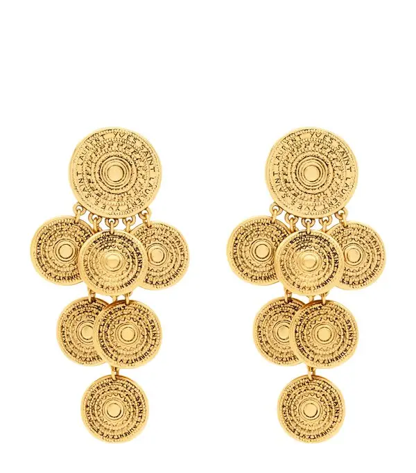 Saint Laurent Medallion Chandelier Clip-on Earrings - Metallic
