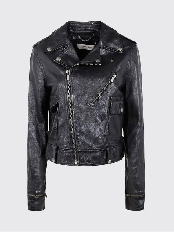 GOLDEN GOOSE Leather Biker Jacket - Black