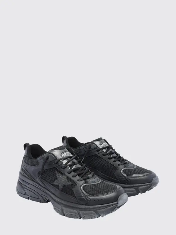 GOLDEN GOOSE Lightstar Low-top Sneakers In Calfskin And Mesh - Black