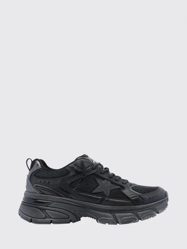 GOLDEN GOOSE Lightstar Low-top Sneakers In Calfskin And Mesh - Black