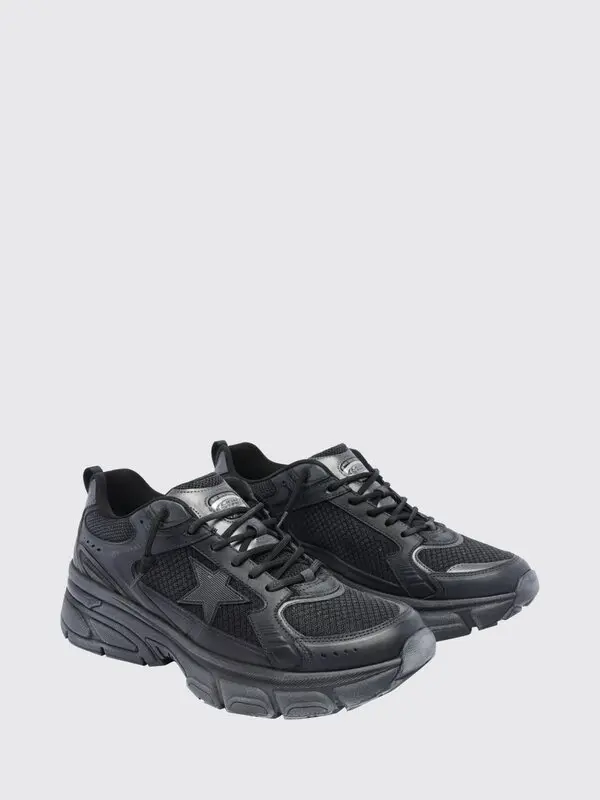 GOLDEN GOOSE Lightstar Low-top Sneakers In Calfskin And Mesh - Black