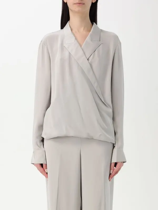 Theory Draped Wrap Blouse - Silver