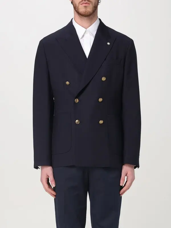 MANUEL RITZ Double Breasted Blazer - Blue