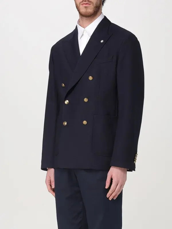 MANUEL RITZ Double Breasted Blazer - Blue