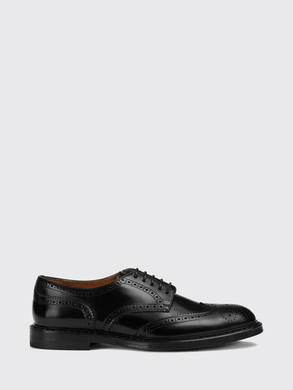 DOUCAL'S Ceremonial Brushed Calfskin Brogue Derby Shoes - Black