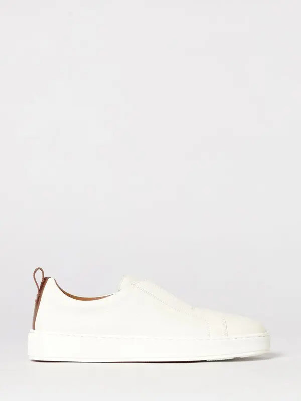Santoni Victory Grained Leather Sneakers - White