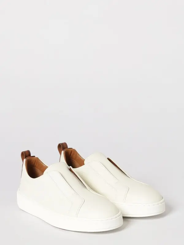 Santoni Victory Grained Leather Sneakers - White