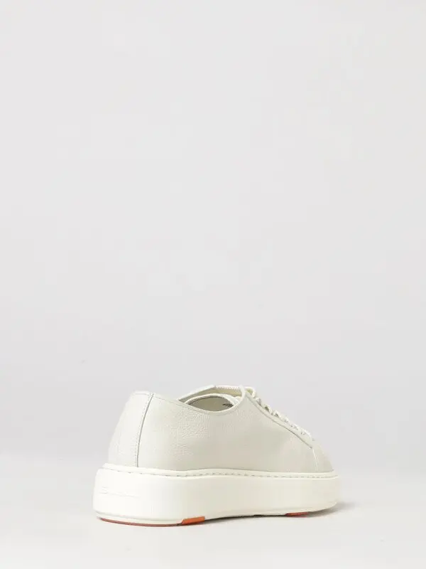 Santoni Low-top Grained Calf Leather Sneakers - White