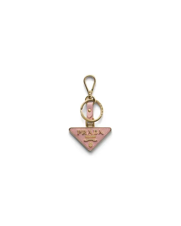 Prada Saffiano Leather And Metal Keychain - Pink