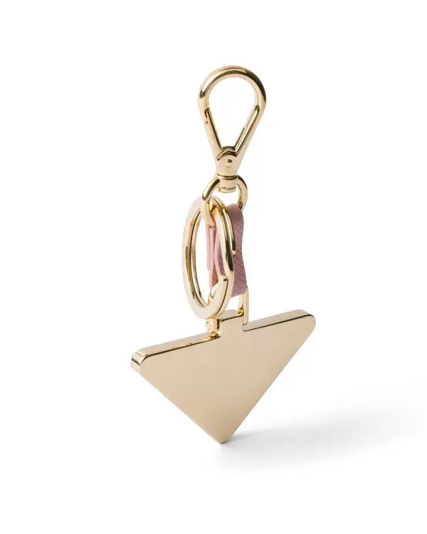 Prada Saffiano Leather And Metal Keychain - Pink