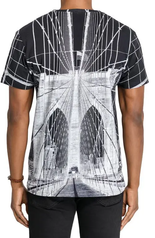 BROOKLYN BRIGADE Slim Fit Brooklyn Bridge Crew T-shirt - Black