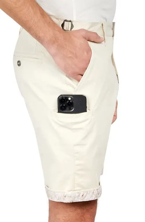 BROOKLYN BRIGADE Flat Front Slim Fit Shorts - Ecru