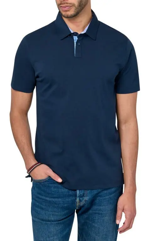 BROOKLYN BRIGADE Slim Fit Solid Short Sleeve Polo - Navy
