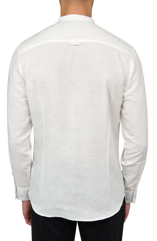 BROOKLYN BRIGADE Slim Fit Solid Linen Cotton Long Sleeve Shirt - White