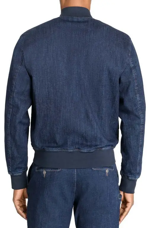 BROOKLYN BRIGADE Slim Fit Brooklyn Bridge Bomber Jacket - Navy