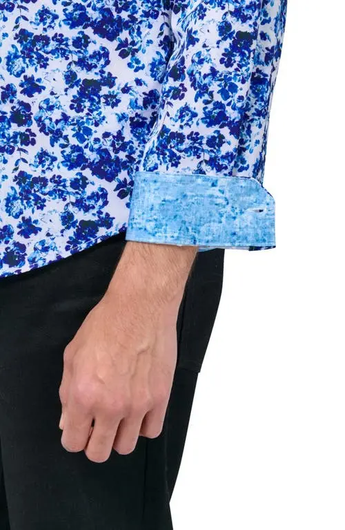 BROOKLYN BRIGADE Slim Fit Watercolor Floral 4-way Stretch Performance Long Sleeve Shirt
