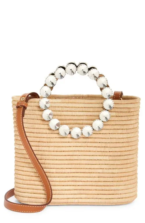 L’ALINGI Small Eternity Crystal Embellished Raffia Tote