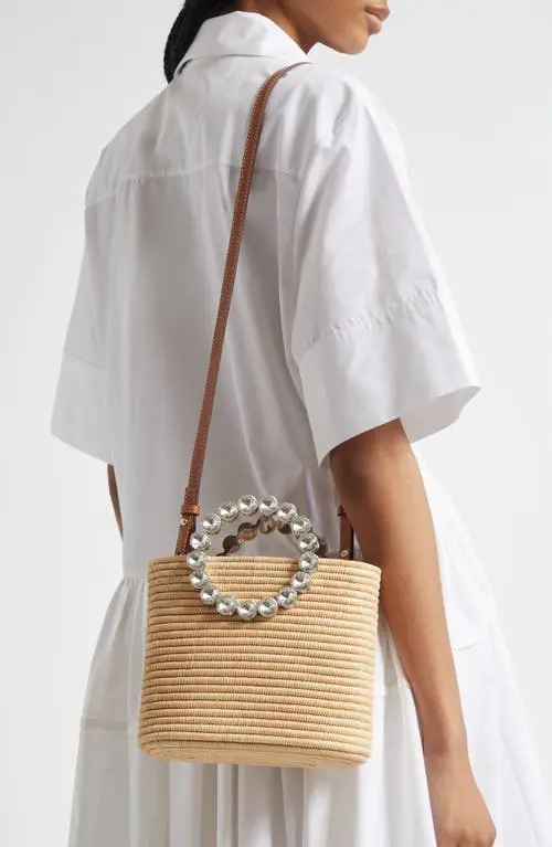 L’ALINGI Small Eternity Crystal Embellished Raffia Tote