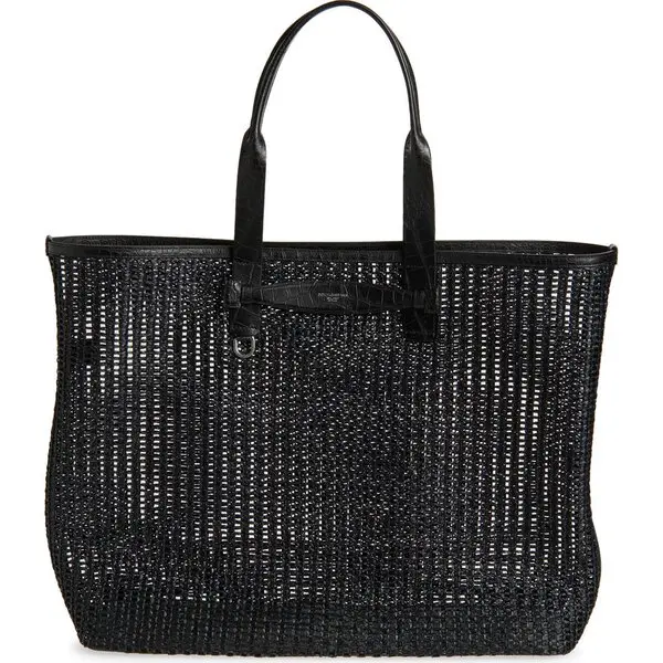 Dolce & Gabbana Adamo Woven Mesh And Leather Shopper - Black/ Black