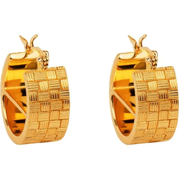 GWEN BELOTI Woven Hoop Earrings - Gold