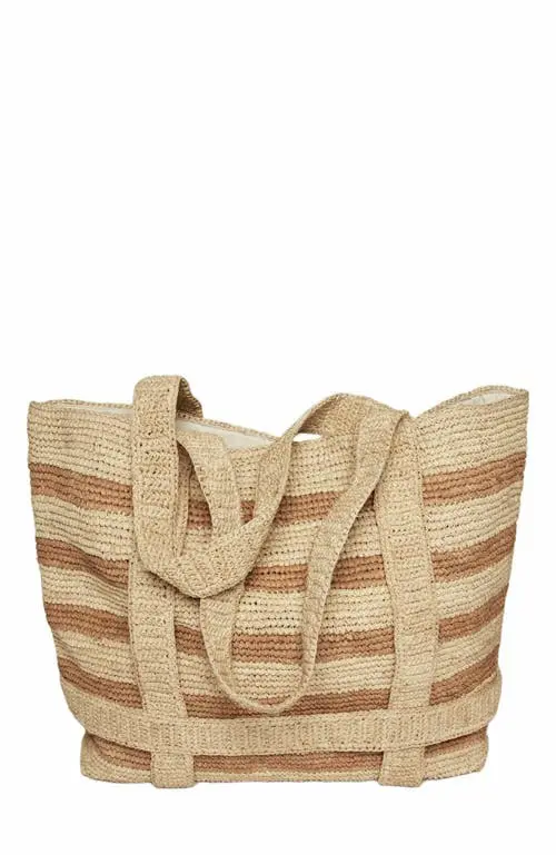 Hat Attack The Original Straw Traveler Bag - Natural/toast Stripe