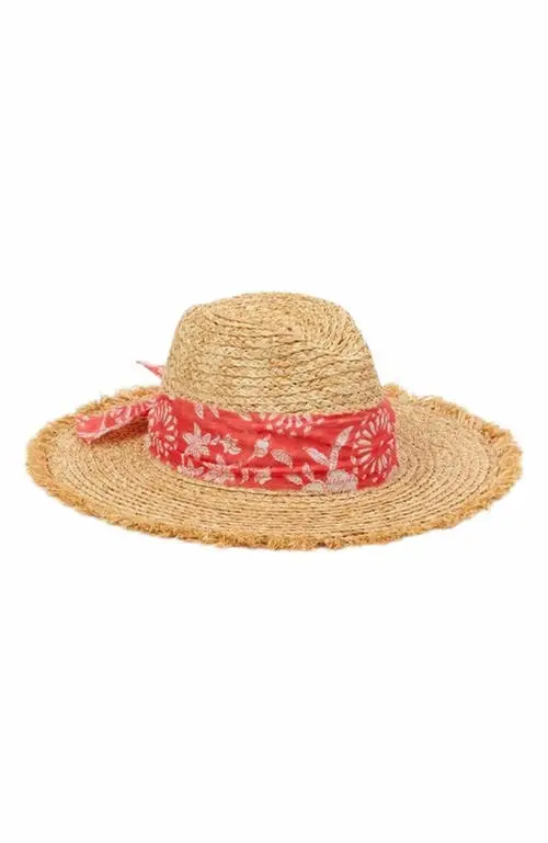 Hat Attack Breezy Continental Wide Brim Hat - Natural/coral