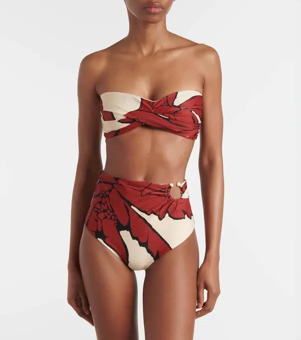 Johanna Ortiz Printed High-rise Bikini Bottom - Neutrals