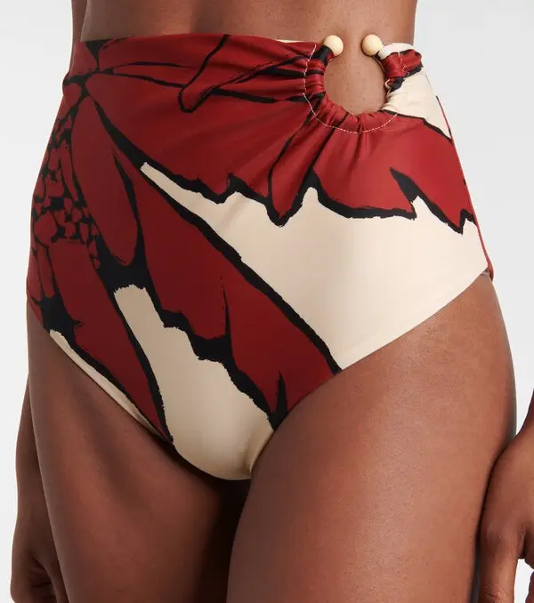 Johanna Ortiz Printed High-rise Bikini Bottom - Neutrals