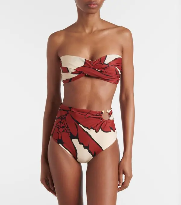 Johanna Ortiz Printed High-rise Bikini Bottom - Neutrals