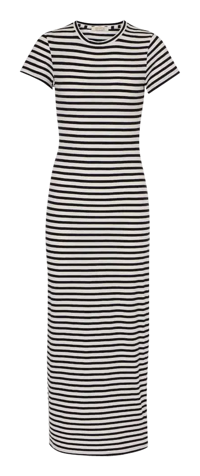 NILI LOTAN Striped Cotton Jersey Maxi Dress - Black