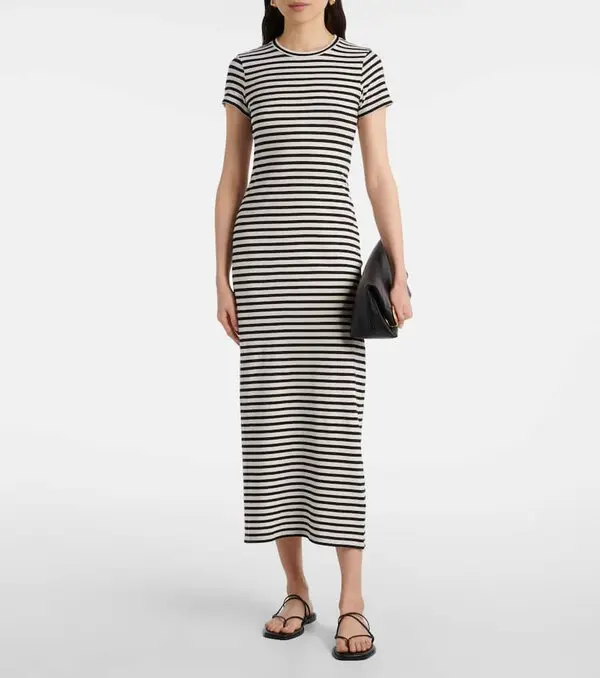 Nili Lotan Striped Cotton Jersey Maxi Dress In Black | Editorialist