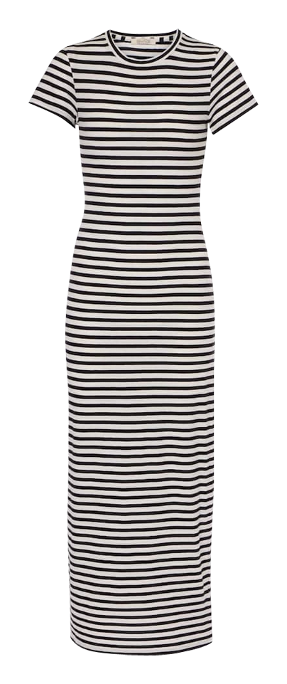 NILI LOTAN Striped Cotton Jersey Maxi Dress - Black